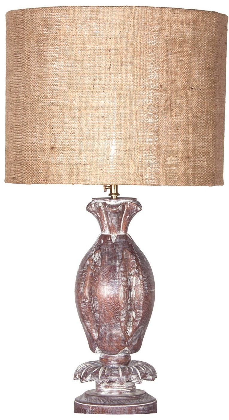 V Home - Lampe à poser bois massif foncé vieilli Celia | LesTendances.fr