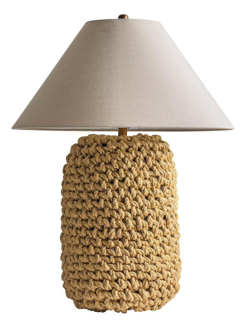Lampe de table tissu beige et pied corde tressée Badig | LesTendances.fr