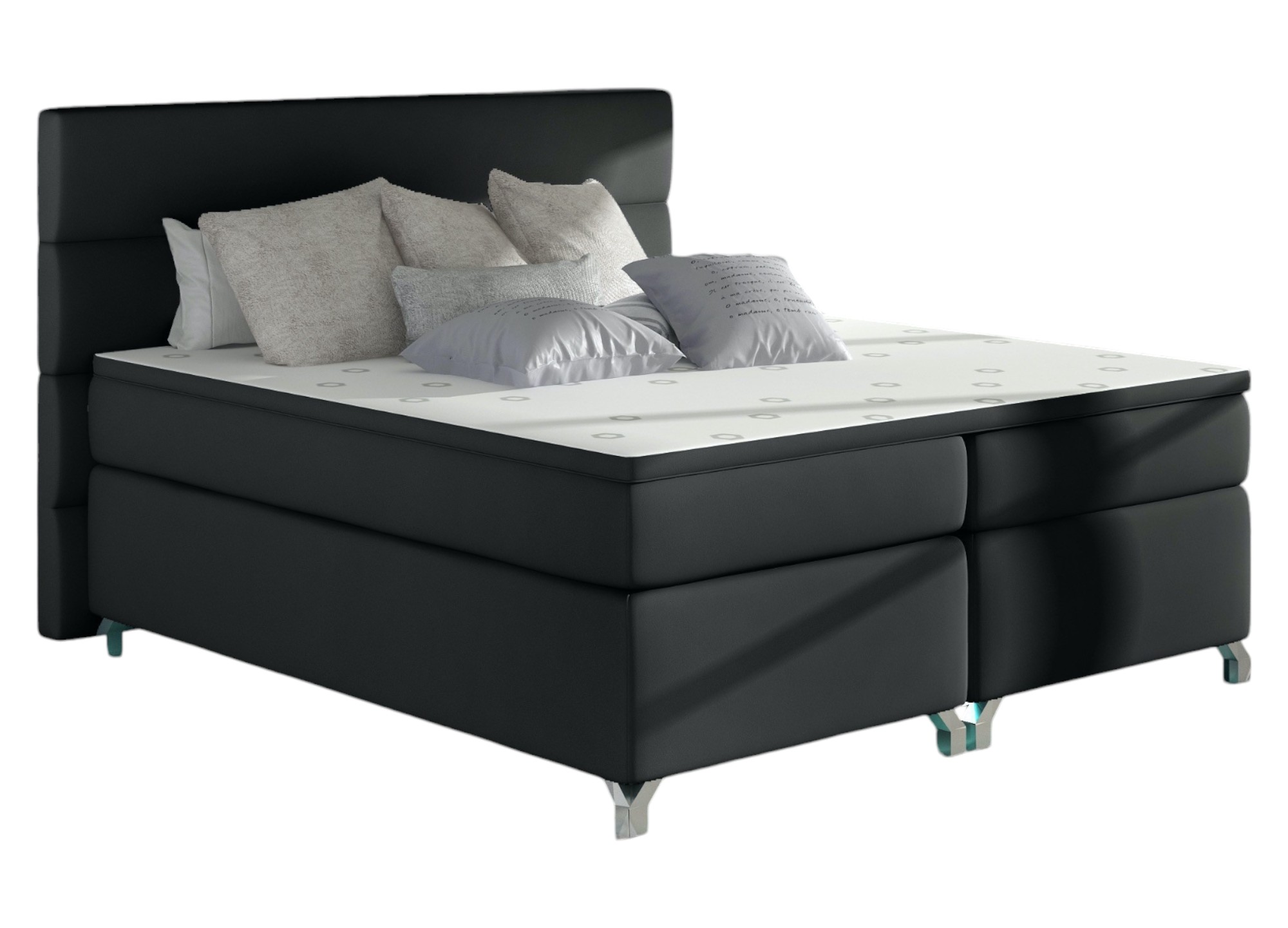 Design style - Lit boxspring 140x200 cm simili cuir noir Mador ...