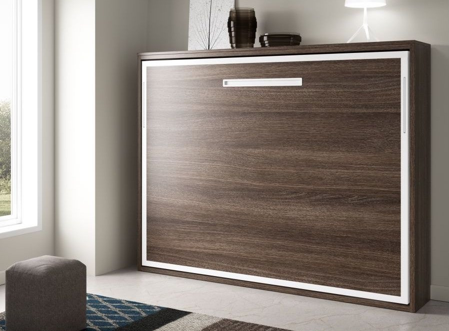 Lit escamotable horizontal 160x200 cm noyer Valok | LesTendances.fr