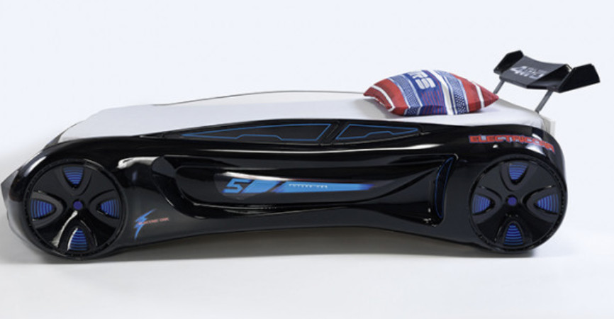 Les Tendances - Lit voiture enfant futuriste noir à Led avec effets ...