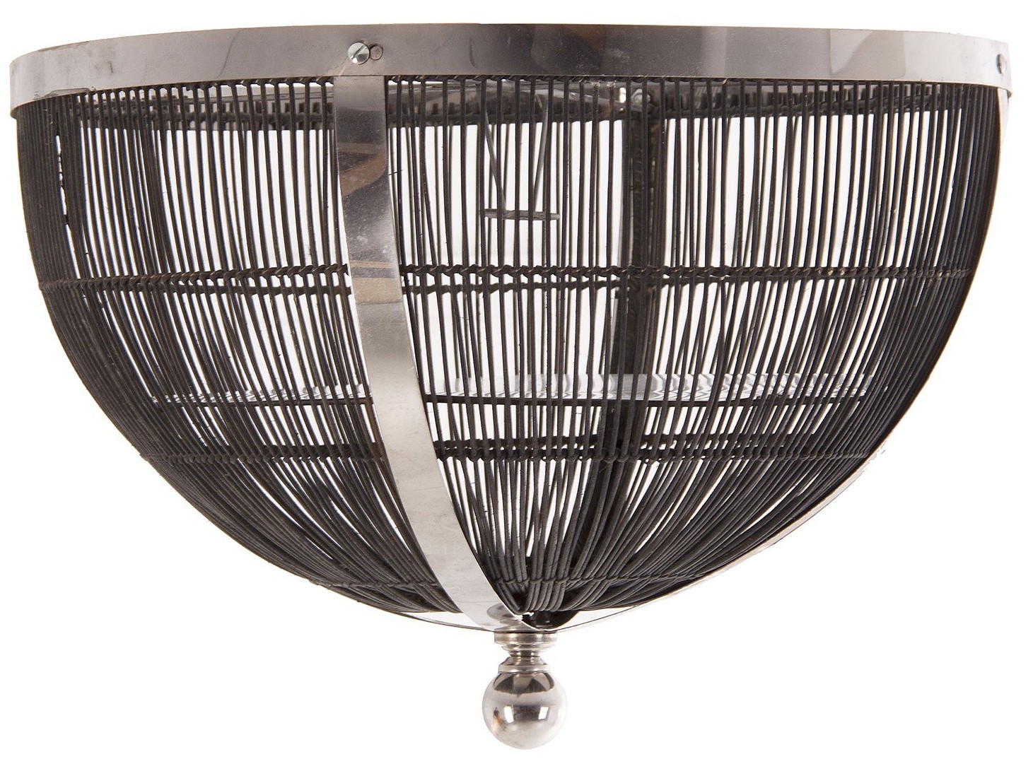 Lustre classique acier argenté et tissu noir Yness 60 | LesTendances.fr