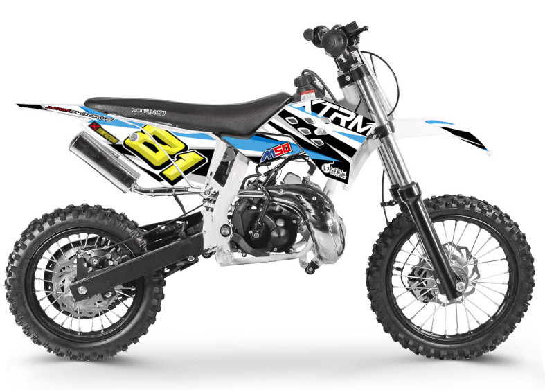 Moto cross 50cc Racing 14/12 3.5cv automatique Kick starter bleu ...