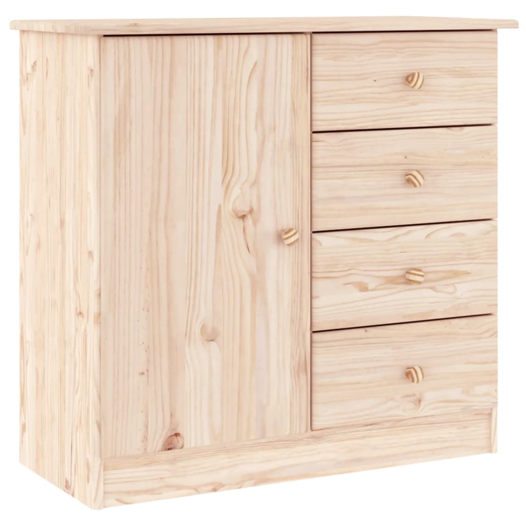 Home - Petit meuble de rangement en bois massif 1 porte 4 tiroirs ...