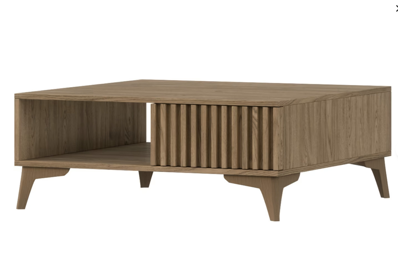 Les Tendances - Petite table basse carrée bois clair rainuré – Collection Bazen | LesTendances.fr