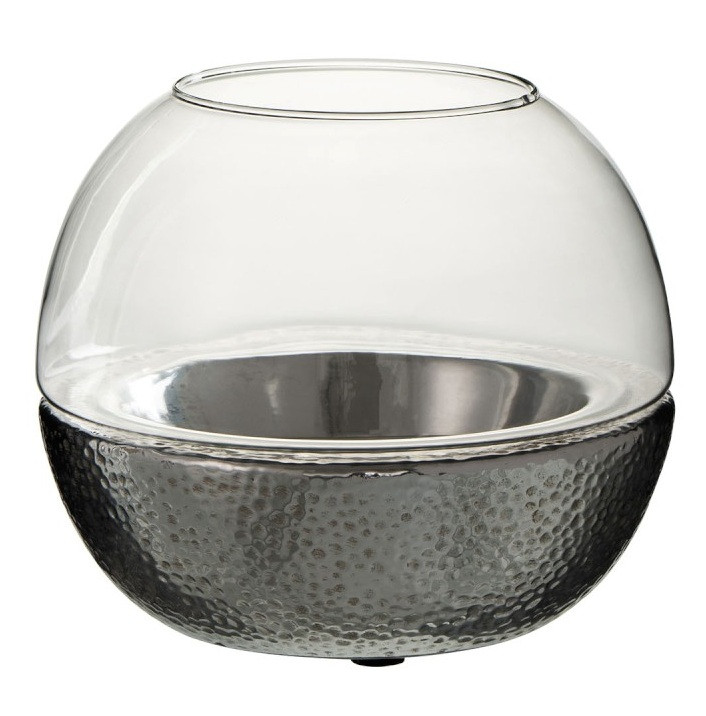 Photophore boule verre et céramique argentée Liath | LesTendances.fr