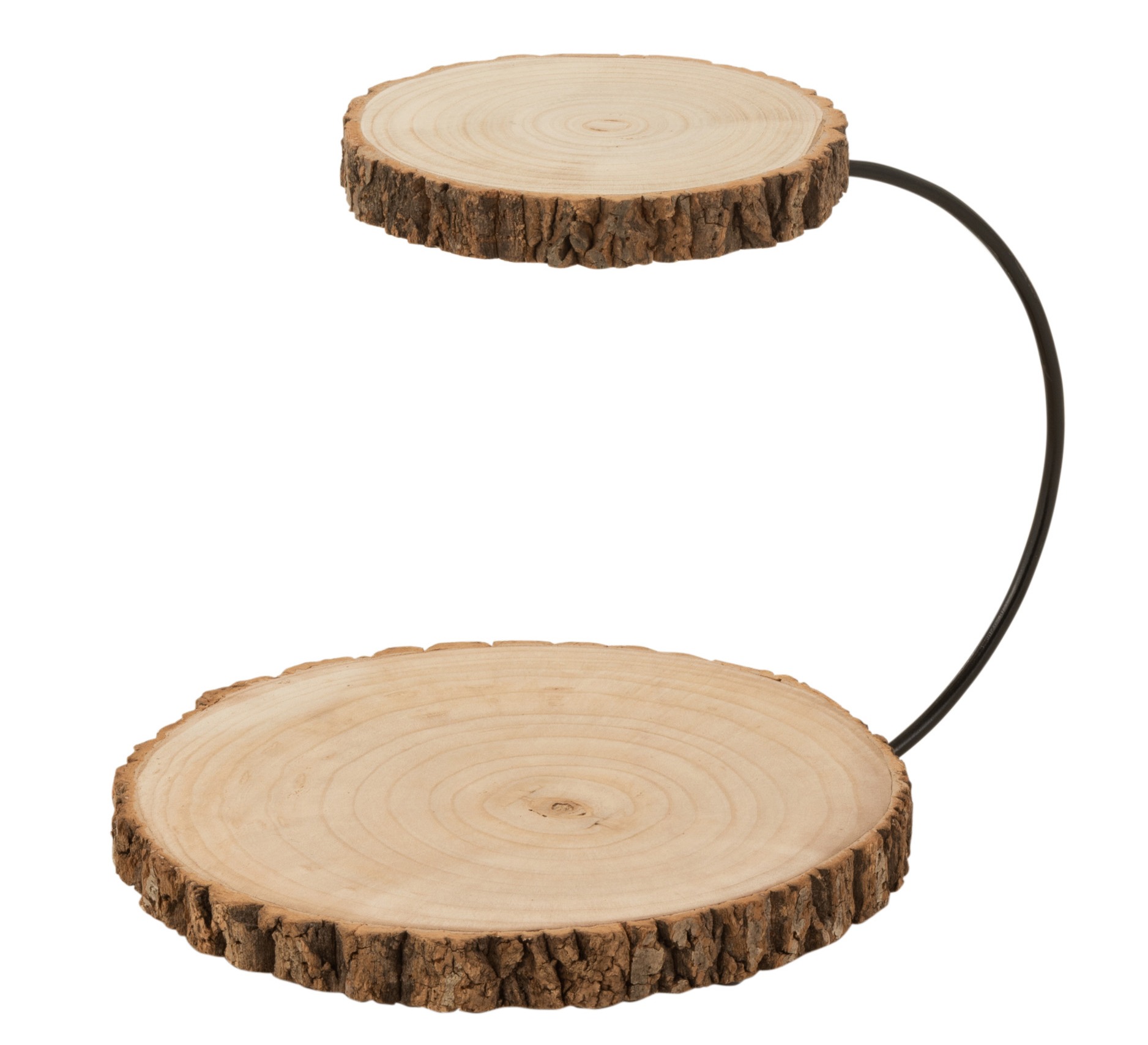 Plateau rond 2 niveau design bois naturel Junia L 45 cm | LesTendances.fr