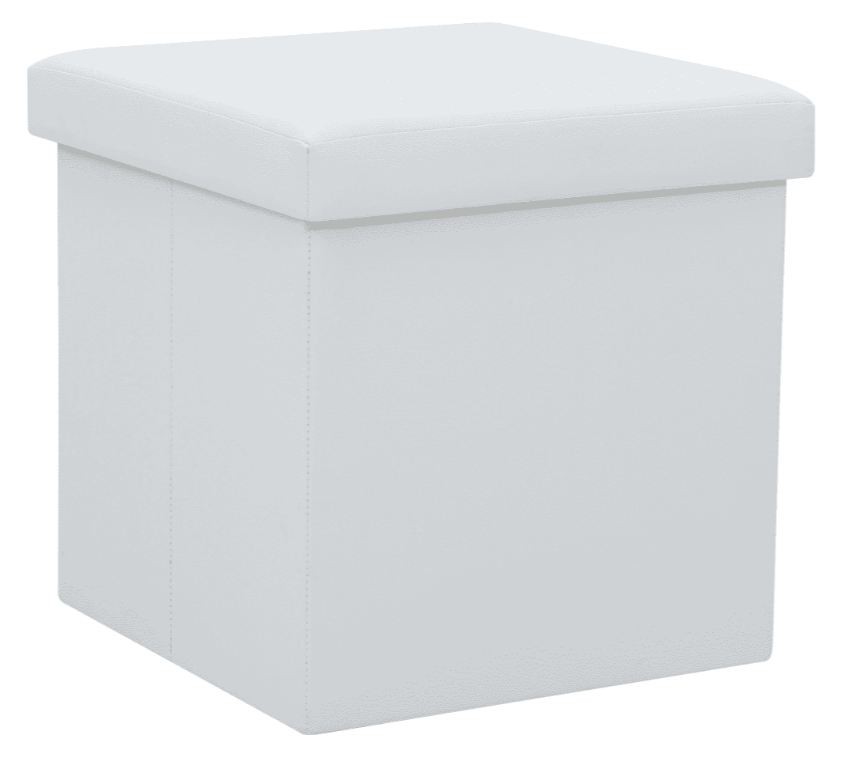 Home - Pouf carré pliable similicuir blanc Arania | LesTendances.fr
