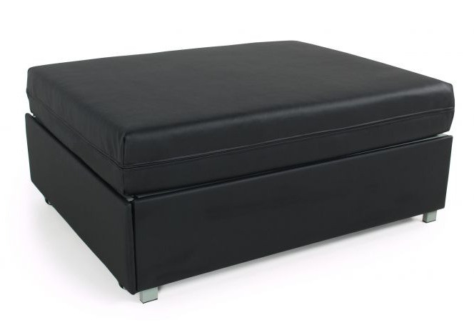 Pouf convertible en lit 1 place simili cuir noir Politan | LesTendances.fr