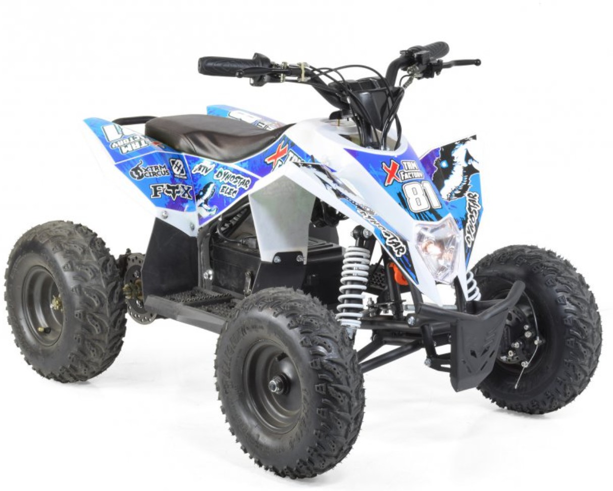 Quad électrique 1300W 48V lithium Dynostar blanc et bleu | LesTendances.fr