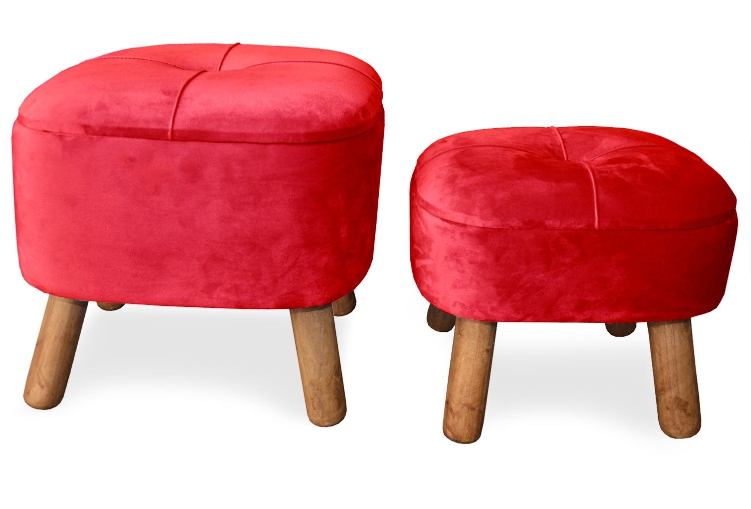 Set de 2 poufs en velours rouge Bip | LesTendances.fr