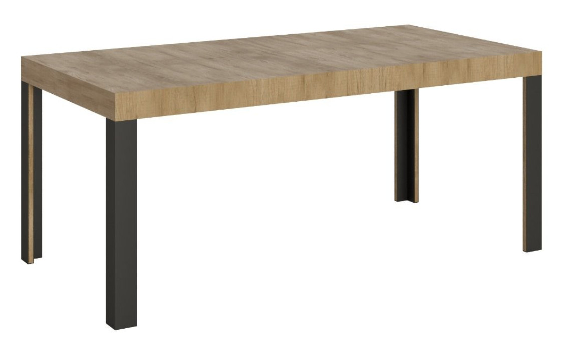 Tozani - Table à manger rectangulaire bois clair et pieds métal gris ...