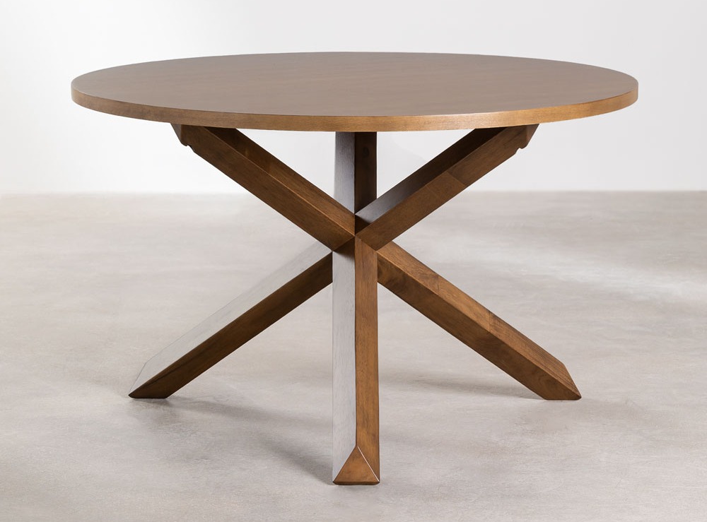 Table à manger ronde bois marron Karene 120 cm | LesTendances.fr