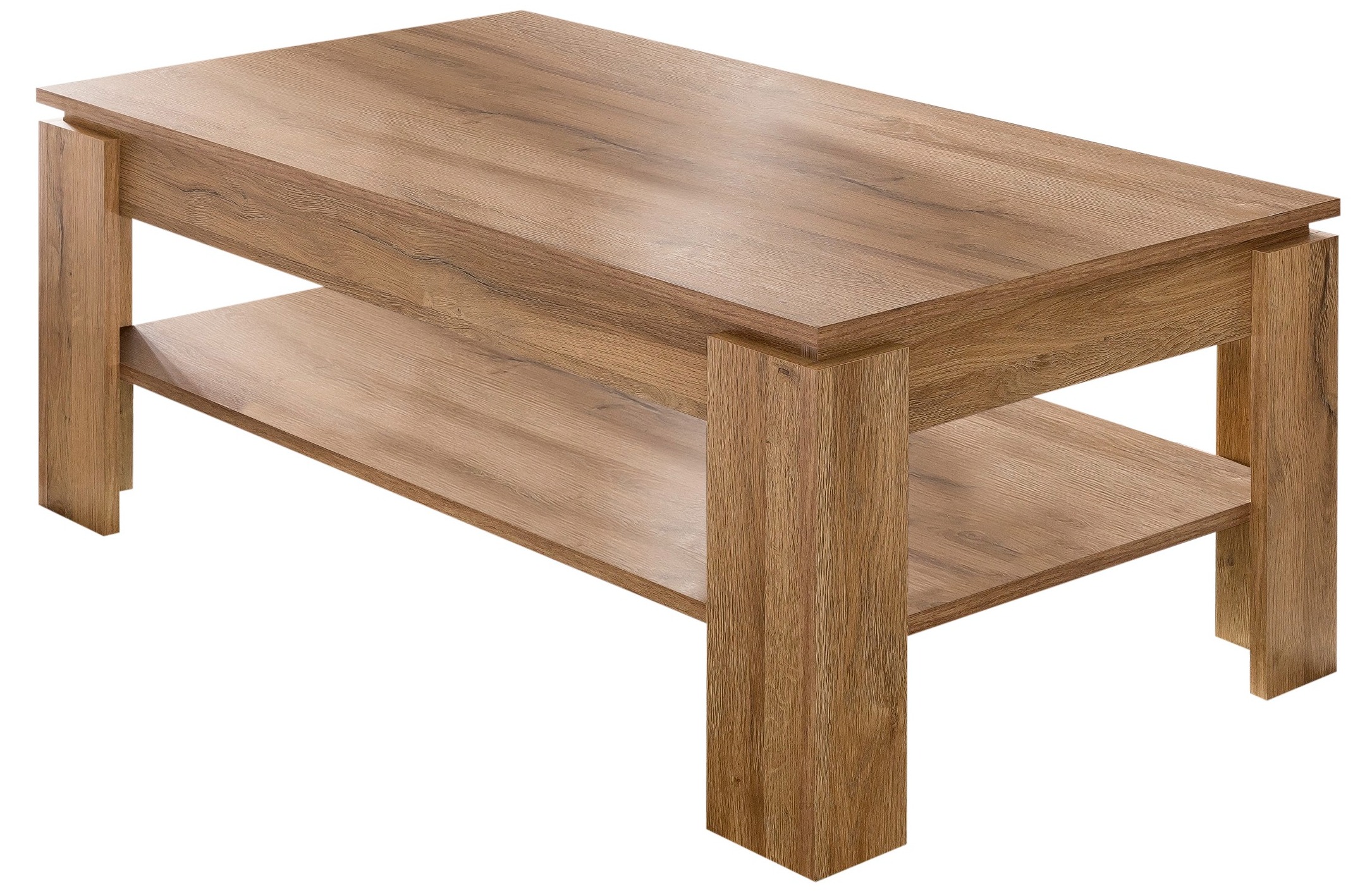 Table basse 2 niveaux chêne rustique Koryne L 110 x H 47 x P 65 cm ...