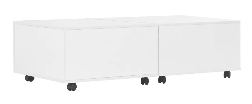 Table basse à roulettes bois blanc brillant Bella | LesTendances.fr