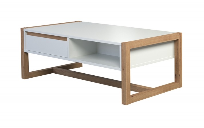 Les Tendances - Table basse blanche et bois clair DakotaWO | LesTendances.fr