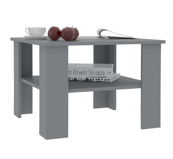 Home - Table basse carrée 1 étagère bois gris Modra | LesTendances.fr