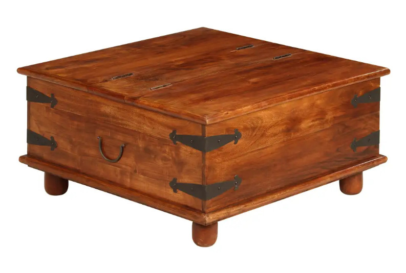 Table basse carrée acacia massif foncé Guil | LesTendances.fr