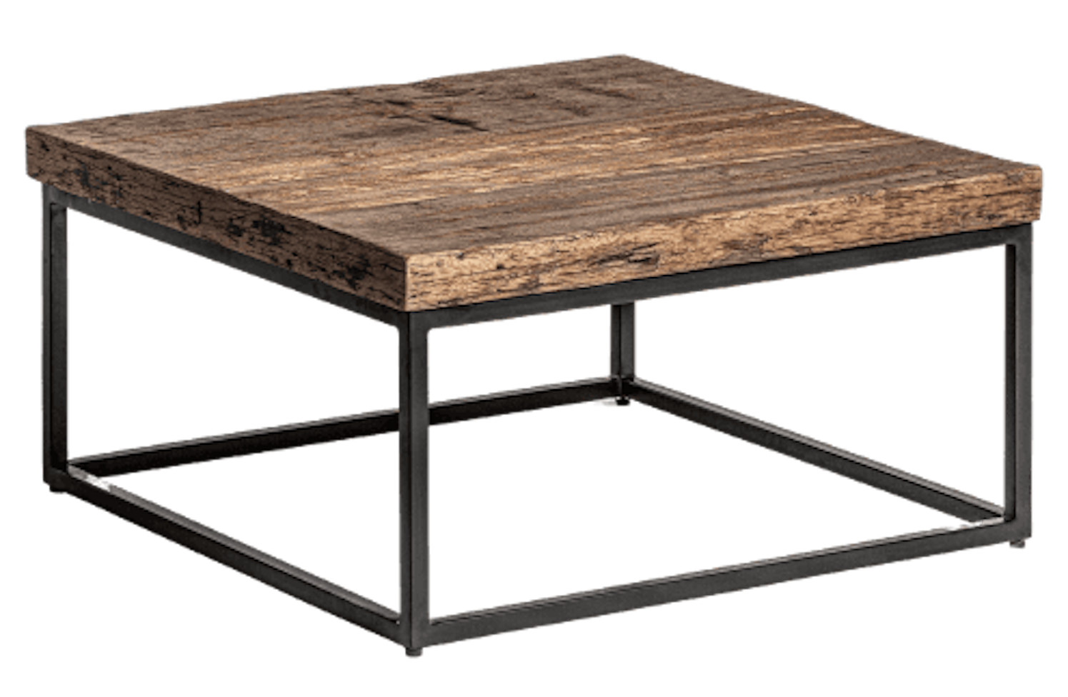 V Home - Table basse carrée bois massif recyclé et acier noir Wader 70 cm | LesTendances.fr