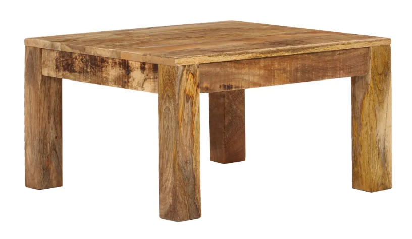 Table basse carrée manguier massif clair Grey | LesTendances.fr