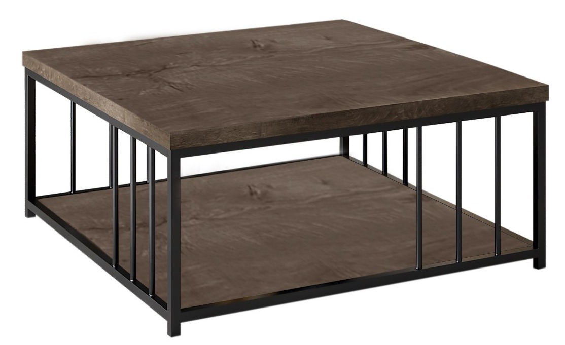 Table basse carrée Olliana noyer et Métal noir | LesTendances.fr