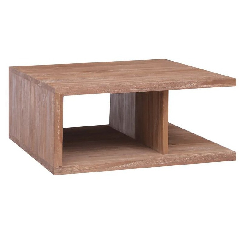 Table basse carrée teck massif foncé Yfona | LesTendances.fr