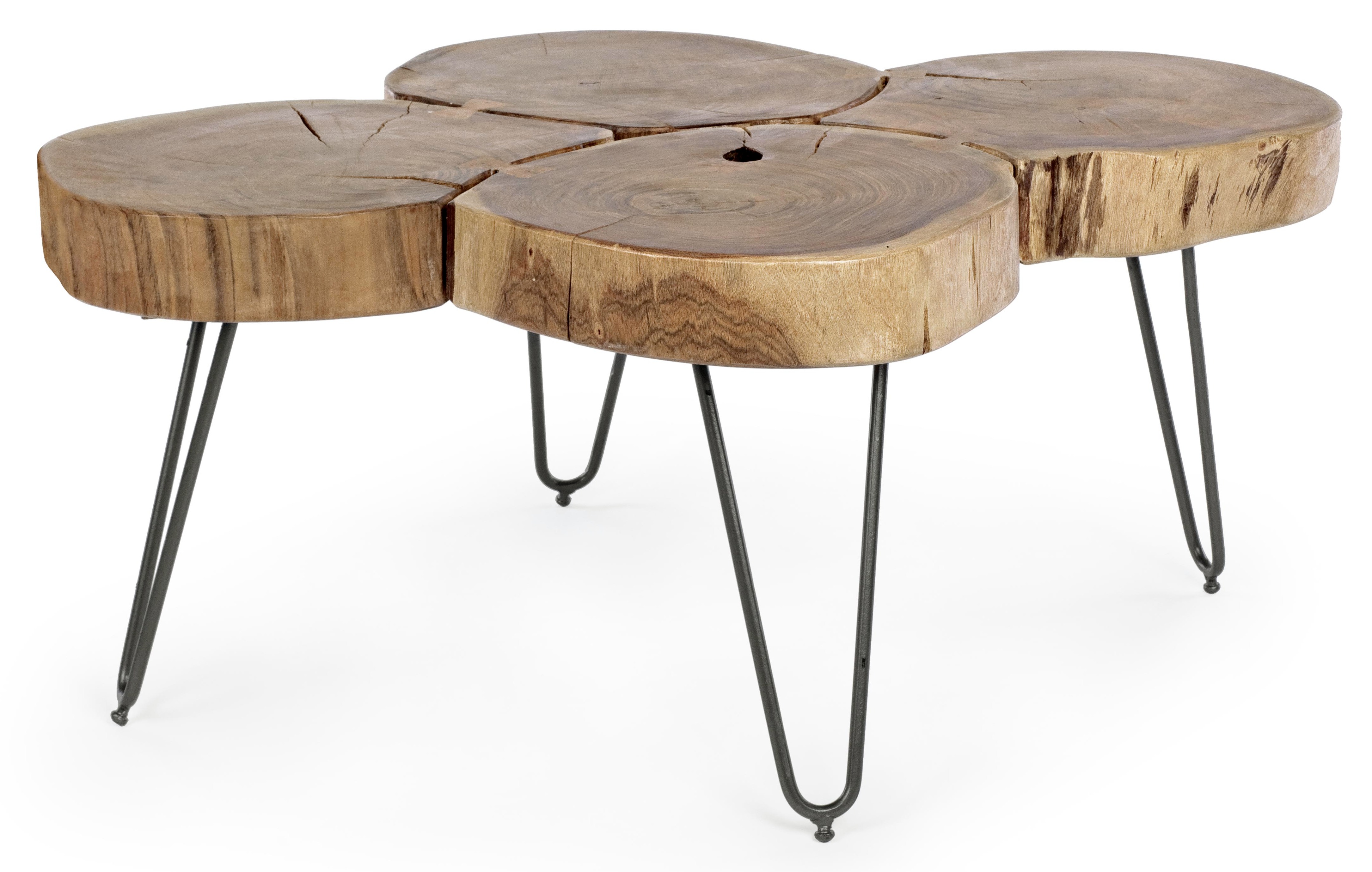 Table basse en bois d'acacia et pieds acier noir Tal L 90 cm | LesTendances.fr