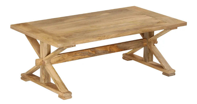 Home - Table basse rectangulaire manguier massif clair Zig | LesTendances.fr