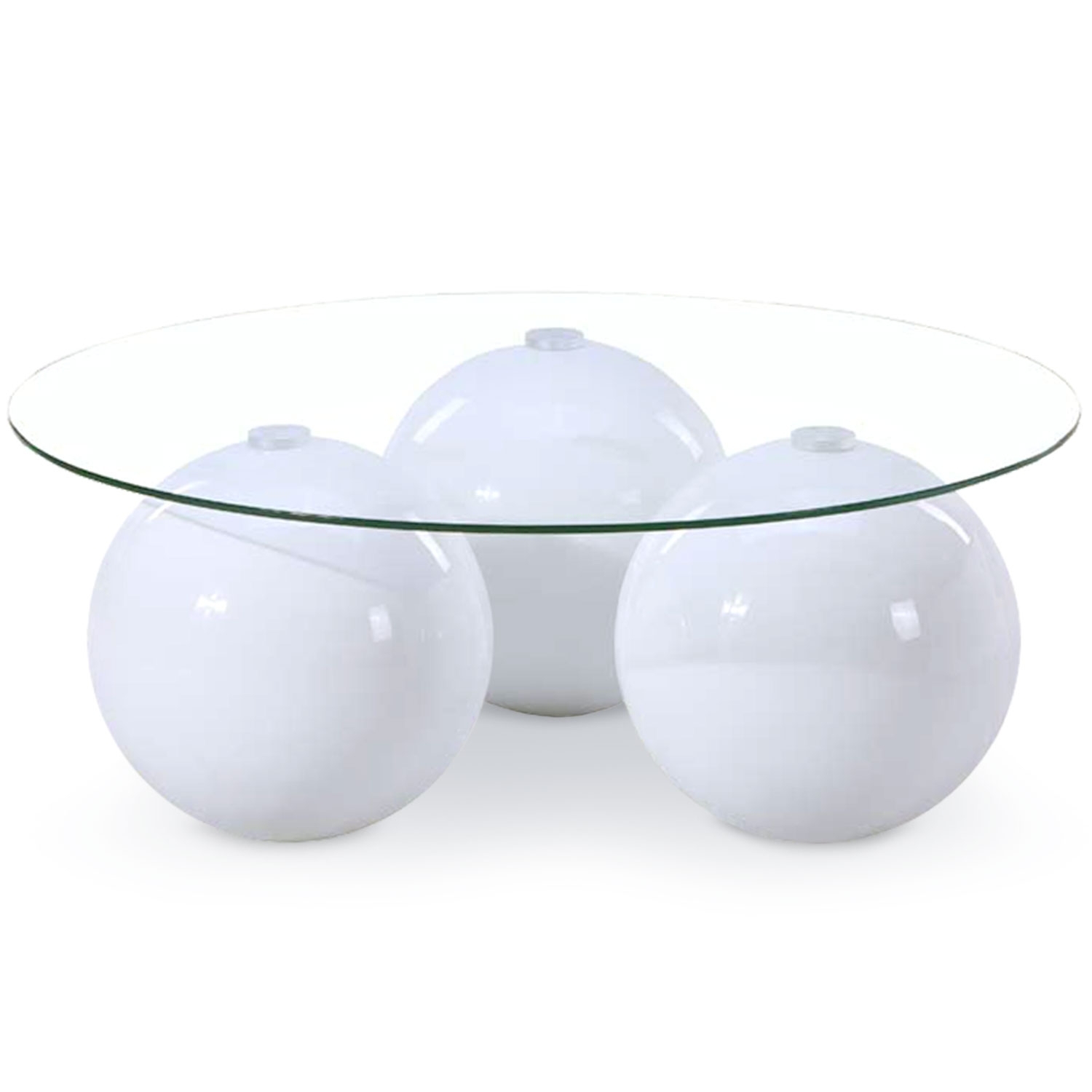 Table basse ronde Verre et Laquée blanc Trio | LesTendances.fr