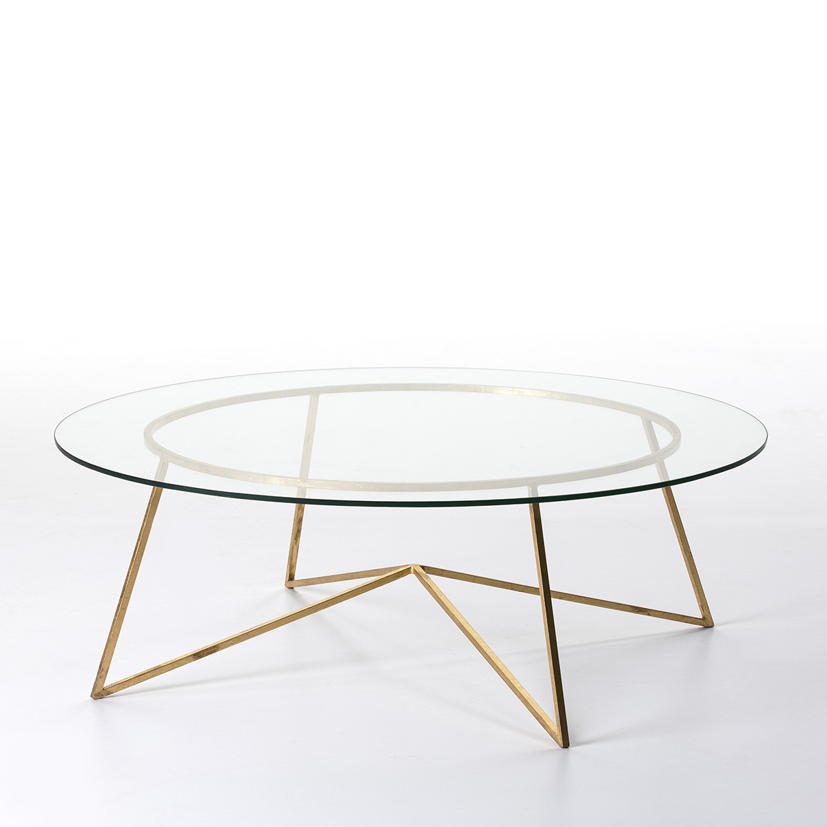 Table basse ronde verre trempé et métal doré Frie | LesTendances.fr