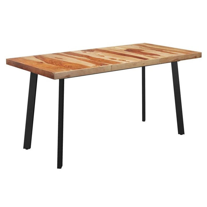 Home - Table bois massif clair et pieds métal noir en V Kinan 180 cm ...
