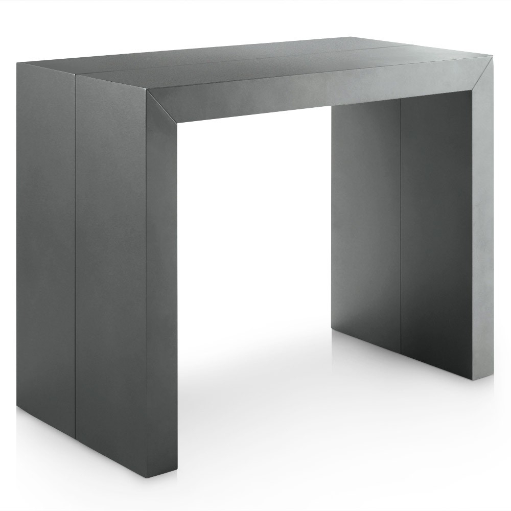 Table console extensible Bois Gris satiné 50 à 250 cm - 12 personnes ...