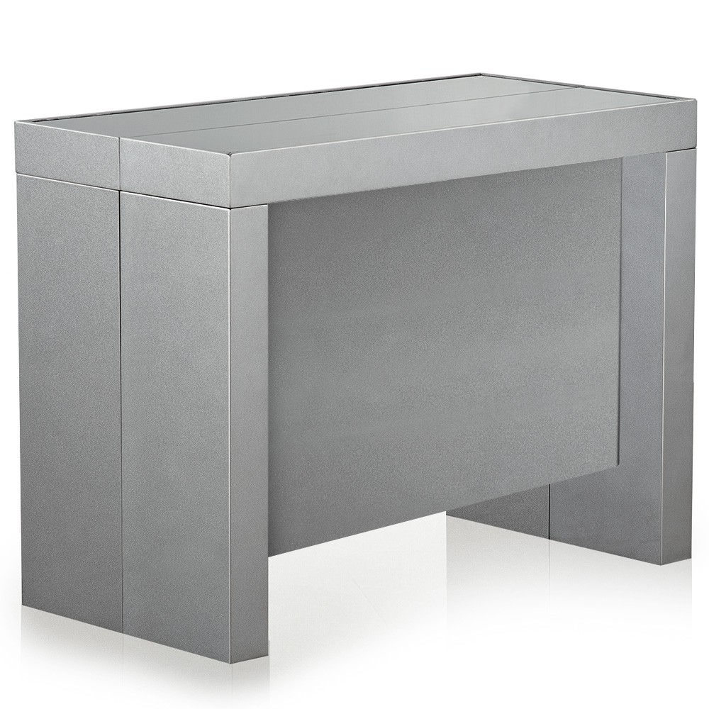 Table console extensible Gris satiné 50 à 250 cm - 12 personnes Jade | LesTendances.fr
