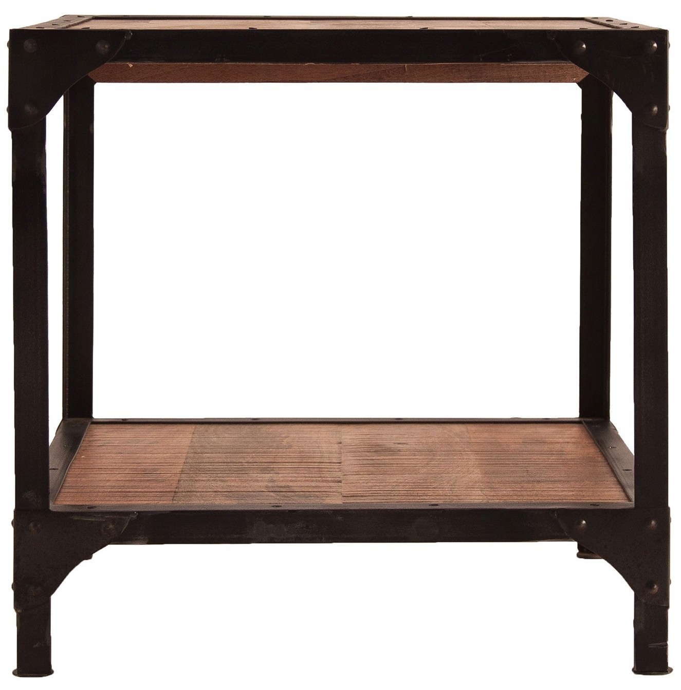 V Home - Table d'appoint carrée manguier massif foncé et métal noir ...