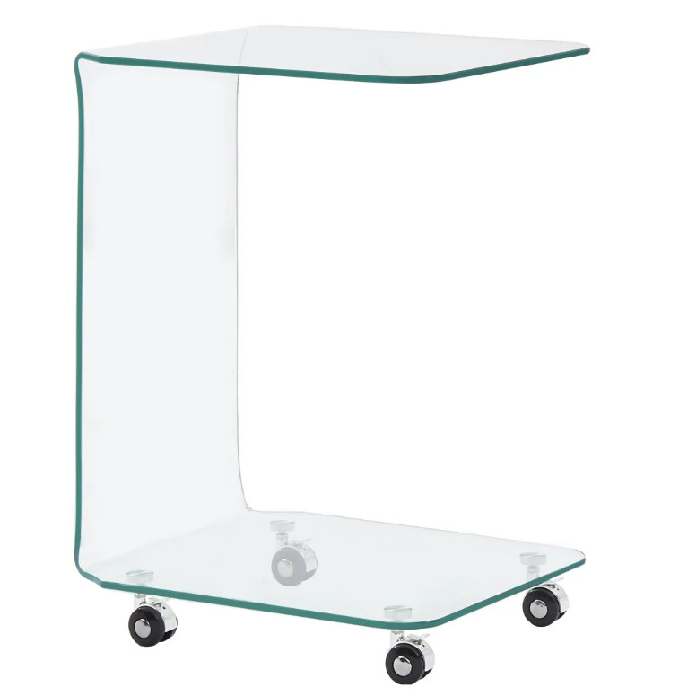 Home - Table d'appoint sur roulettes verre trempé transparent Niu ...