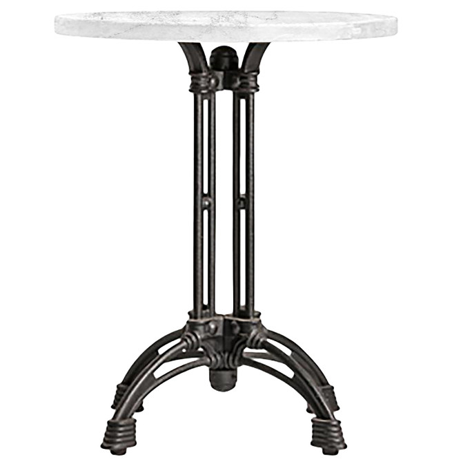 Table de bar ronde marbre blanc et métal noir | LesTendances.fr