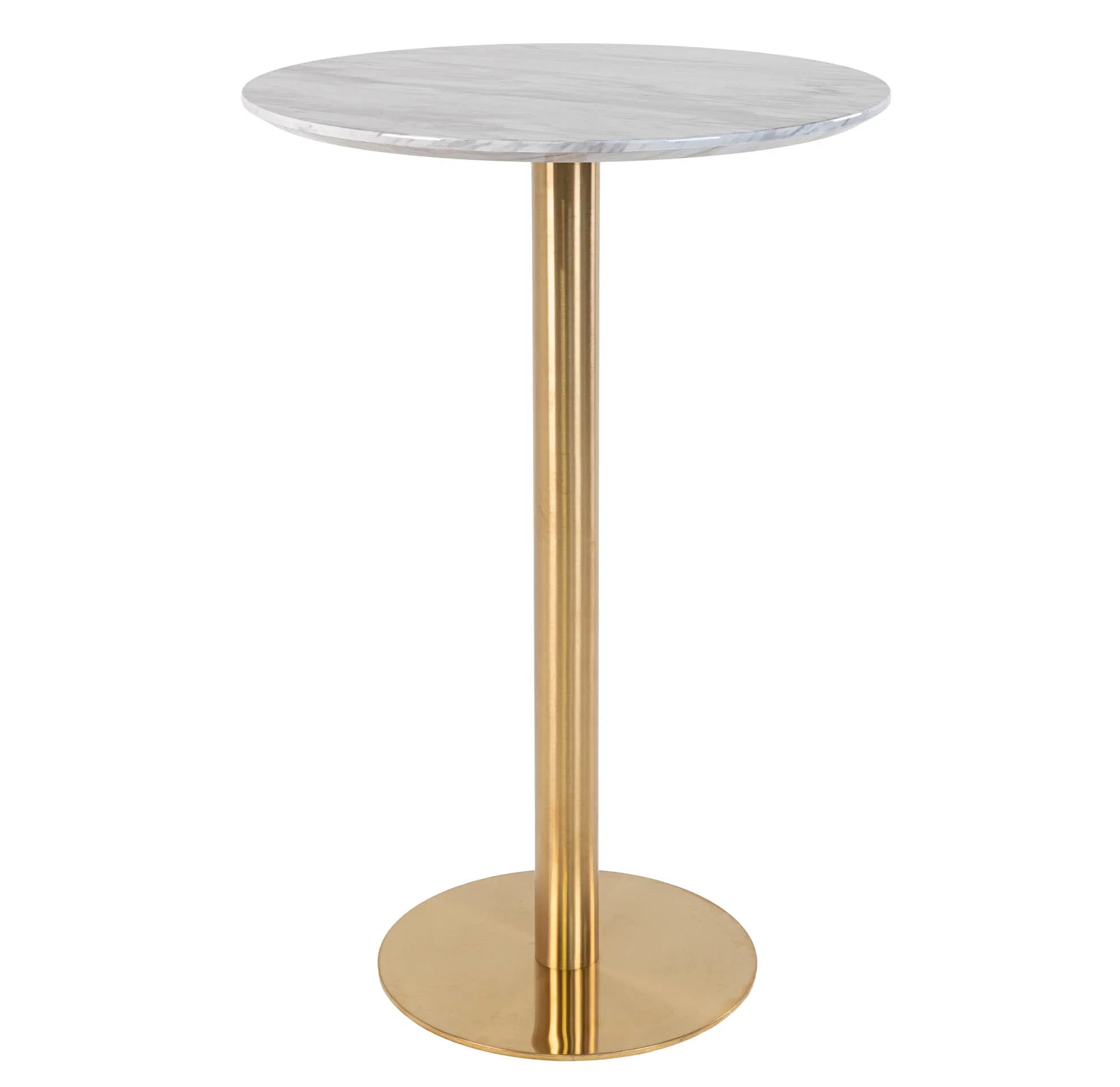 Les Tendances - Table de bar moderne Bolzano Marbre blanc et laiton ...