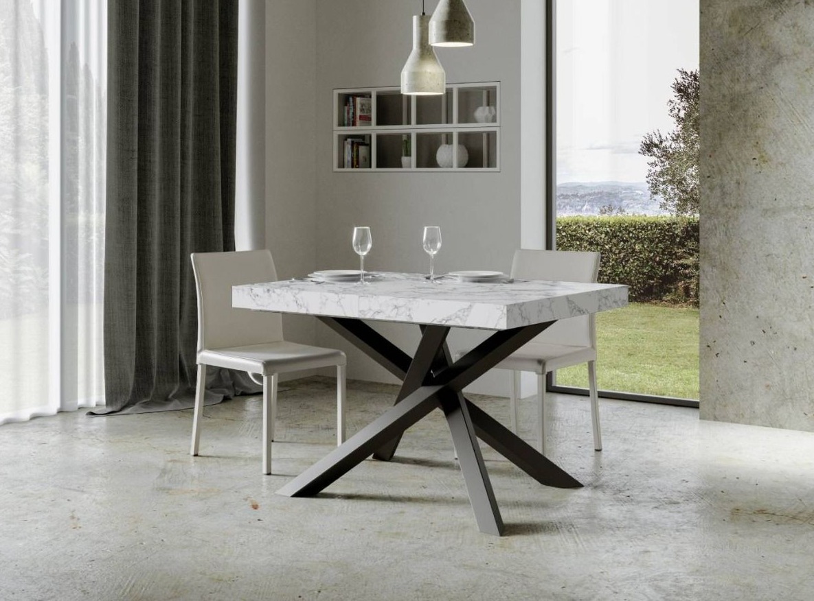 Tozani - Table extensible 4 à 18 personnes blanche effet marbre et ...