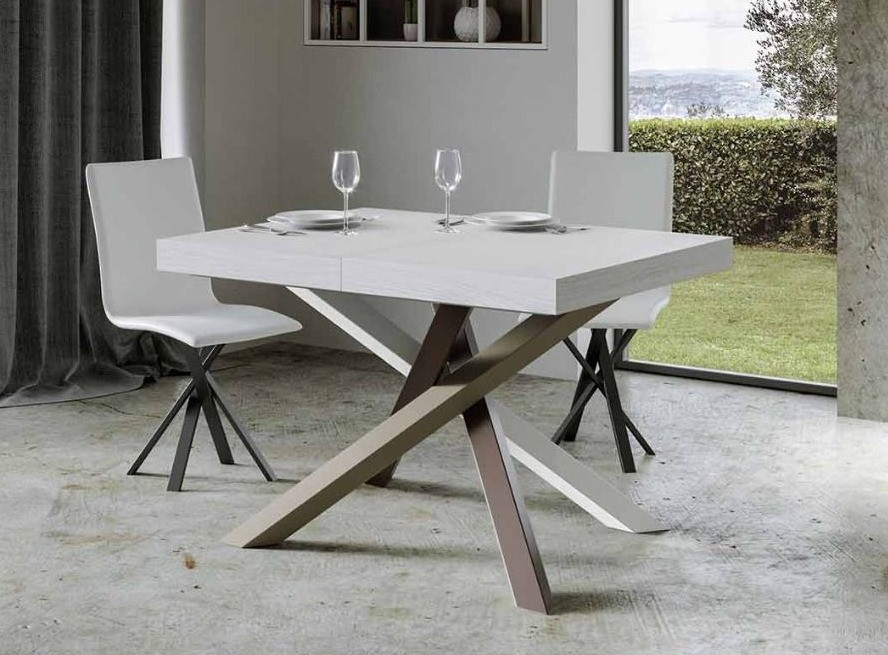 Tozani - Table extensible 6 à 18 personnes blanc laqué et pieds ...