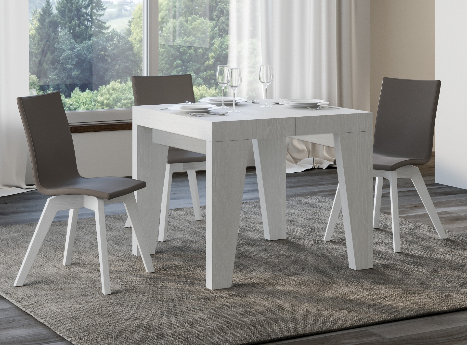 Tozani - Table extensible frêne blanc naxy 90x246 | LesTendances.fr