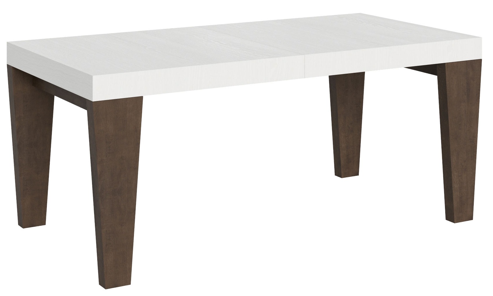 Tozani - Table extensible blanche et pieds bois noyer 6 à 20 places ...