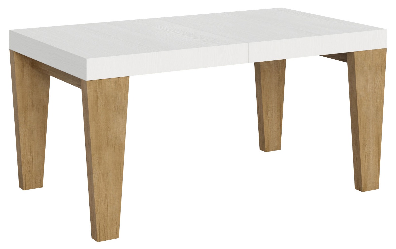 Tozani - Table extensible blanche et pieds chêne naturel 6 à 20 places ...