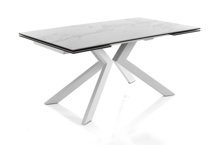 Les Tendances - Table rectangle extensible acier et verre Jonia L 160/240 cm | LesTendances.fr