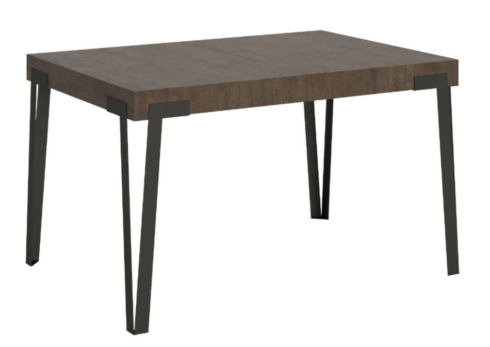 Tozani - Table rectangulaire 130 cm noyer et pieds métal anthracite ...