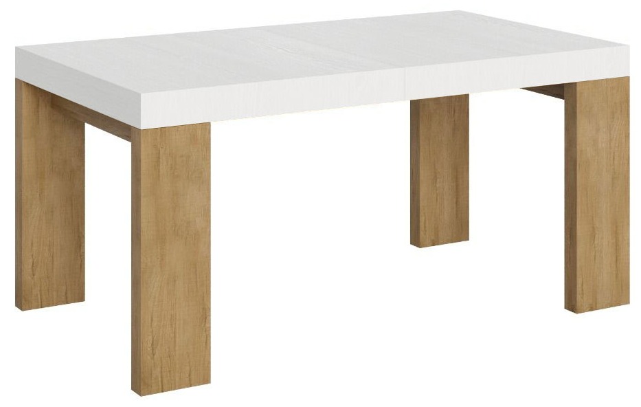 Tozani - Table Extensible Roxell Plateau Frêne Blanc Pieds naturel 90×160 Allongé 420 ...