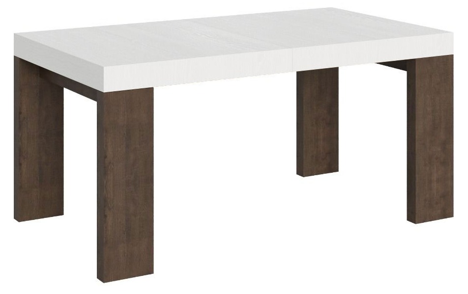Tozani - Table Extensible Roxell Plateau Frêne Blanc Pieds Noyer 90×160 Allongé 420 ...