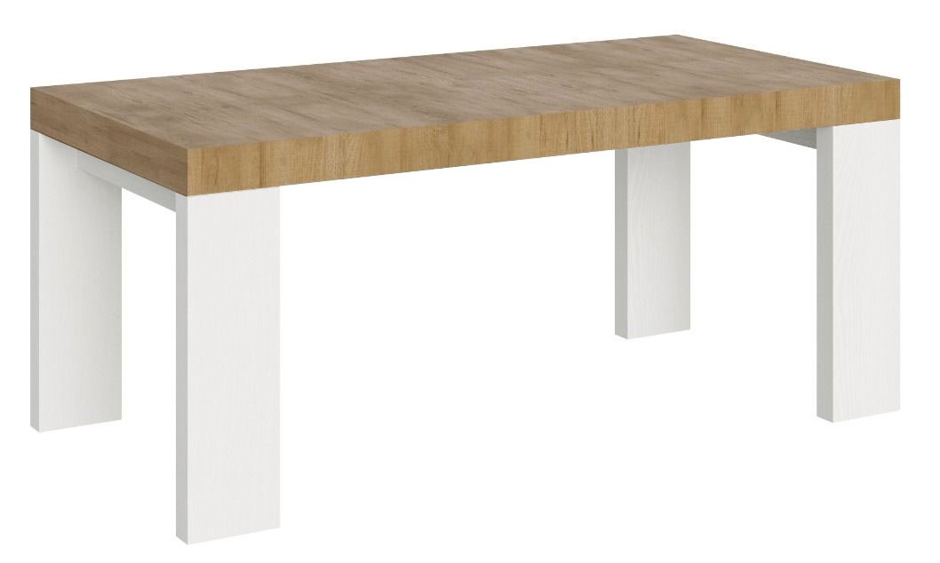 Tozani - Table rectangulaire extensible bois clair et blanc 180 à 440 ...