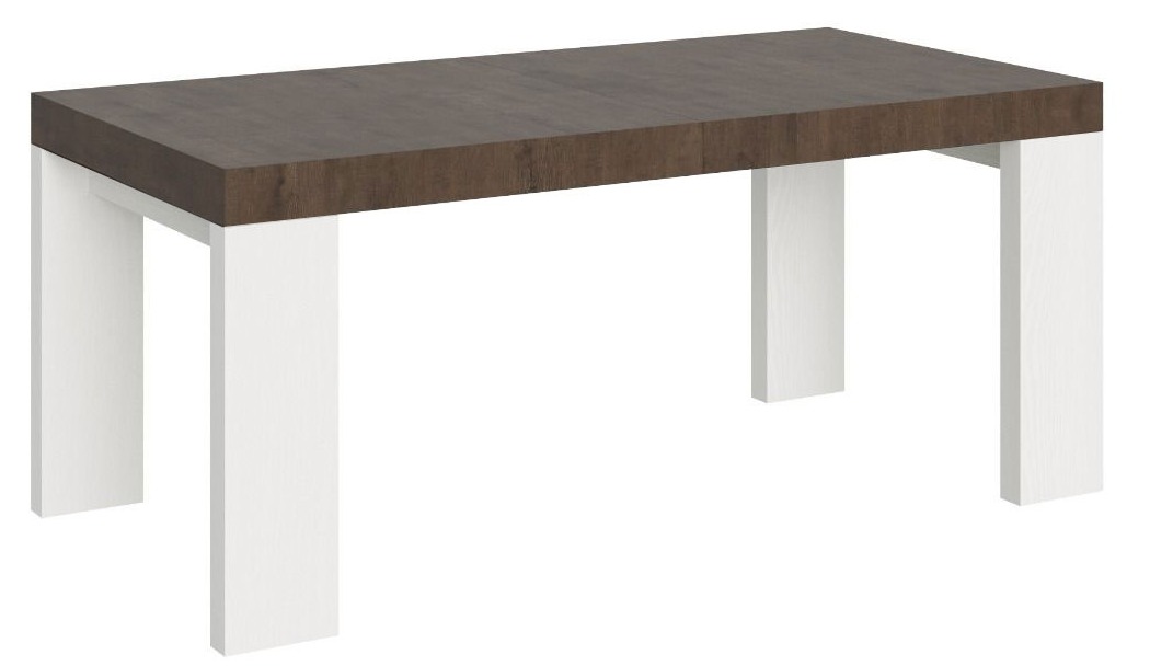 Tozani - Table Extensible Roxell Mix Plateau Noyer Pieds Frêne Blanc 90×180 Allongé 440 ...