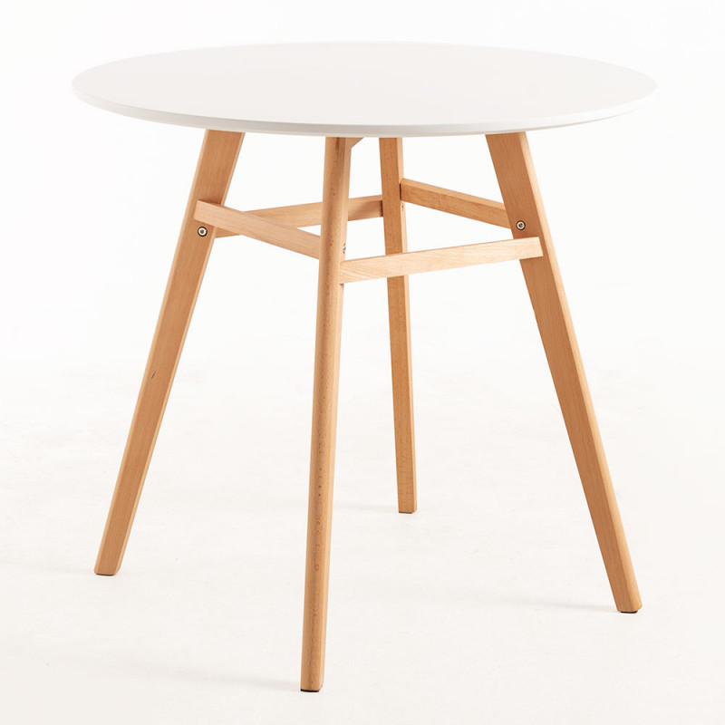 Les Tendances - Table ronde 80 cm scandinave blanche et pieds bois ...