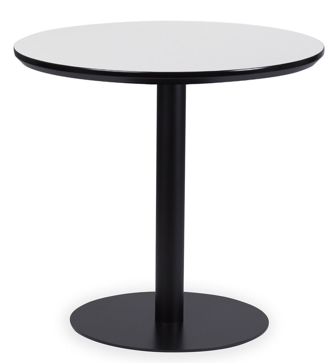 Table ronde bois blanc mate et pied acier noir Kofy 80 cm 2 ...